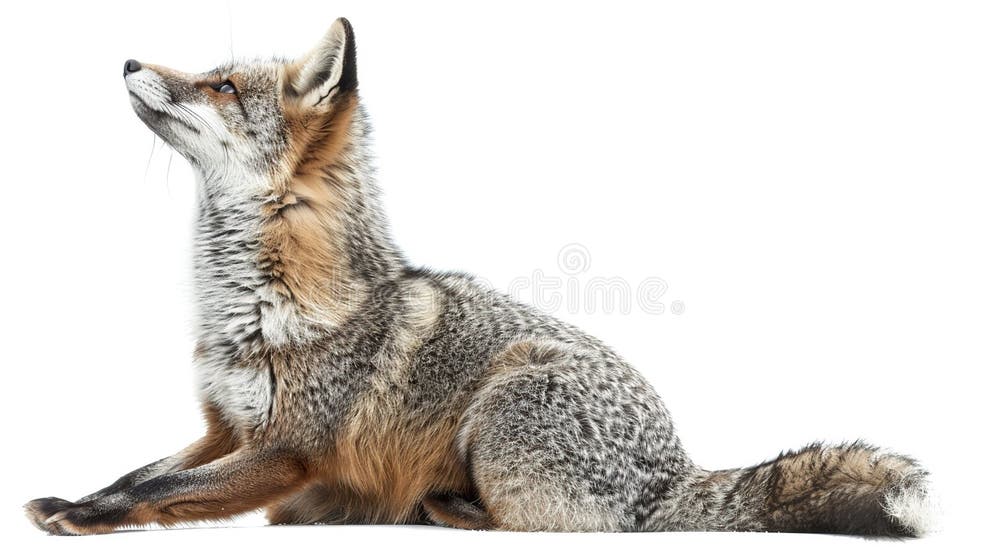 Side View, Silvers Fox, Looking Up, Isolated on White. Generative Ai ...