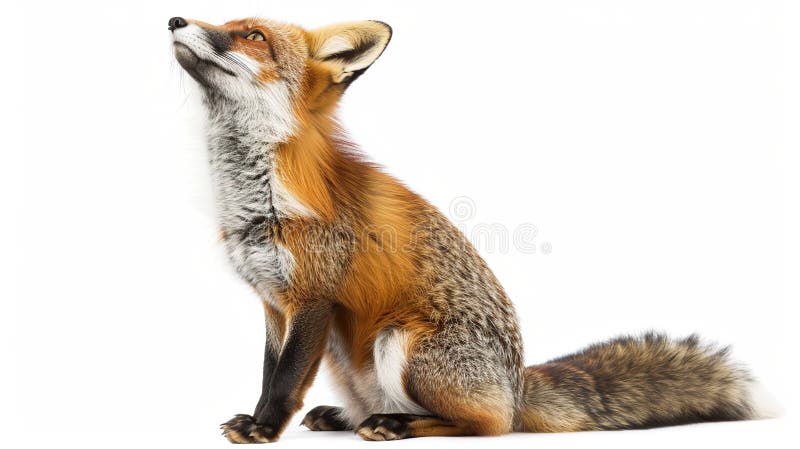 Side View, Silvers Fox, Looking Up, Isolated on White. Generative Ai ...