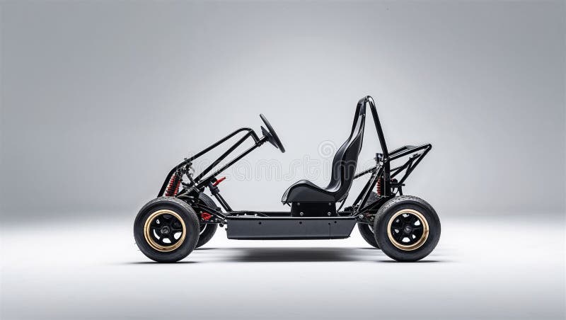 Side View of a Single-seat Go-kart with Low Frame and Exposed Wheels on ...