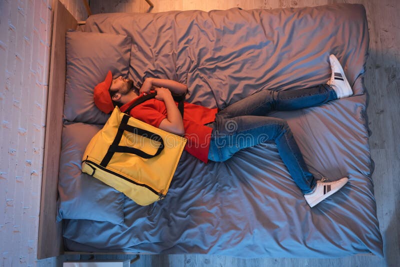 Side View of Sleepwalker with Delivery Stock Image - Image of courier ...