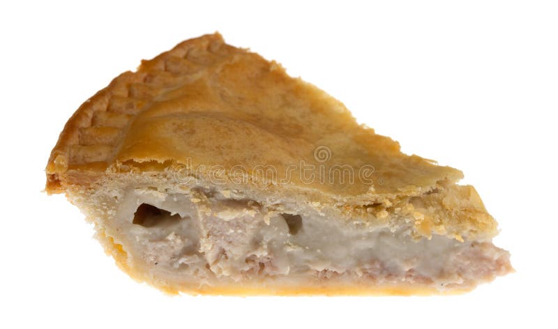 Side View of a Slice of Cold Chicken Meat Pie Isolated on a White ...