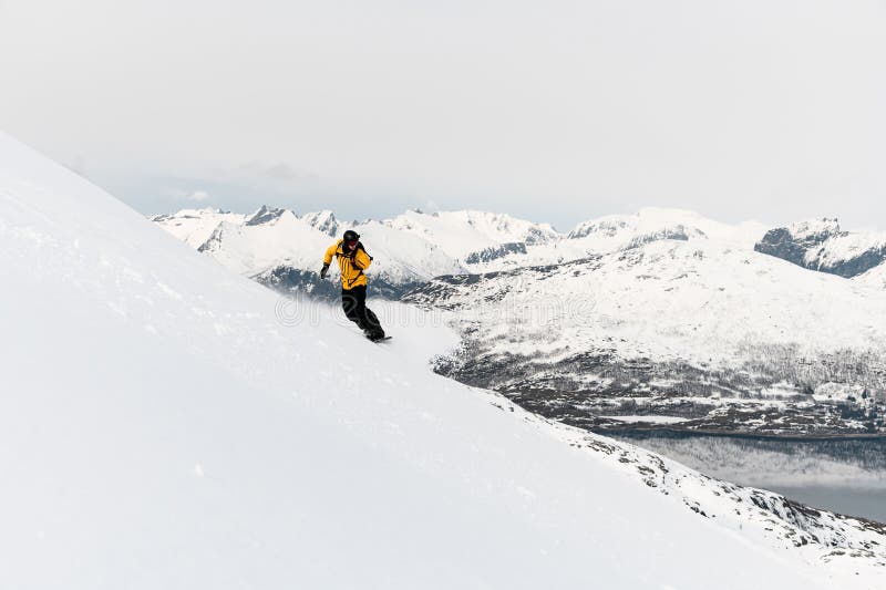 Side View of a Slope Where an Extreme One-armed Skier Performs a ...