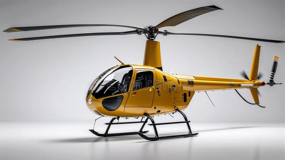Side View of a Small Private Helicopter with Tail Rotor and Skids ...