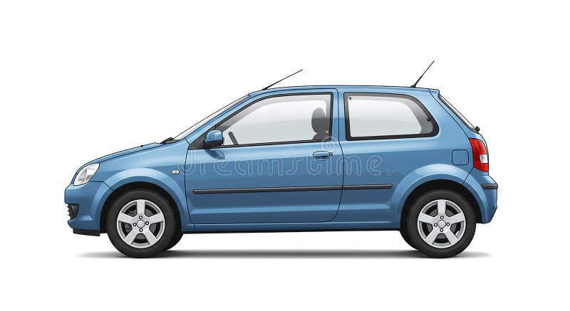 A Side View of a Small, Two-door Car in Blue. it Features a Compact and ...