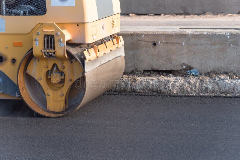Working Ride on Roller Asphalt Compactor Stock Image - Image of ...