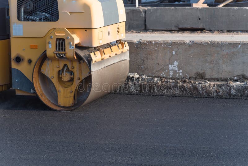Working Ride on Roller Asphalt Compactor Stock Photo - Image of ...
