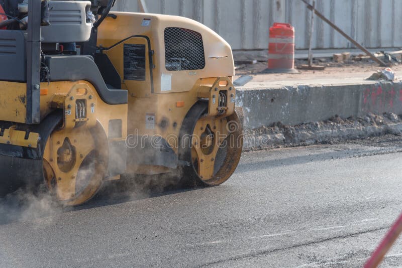 Working Ride on Roller Asphalt Compactor Stock Image - Image of ...