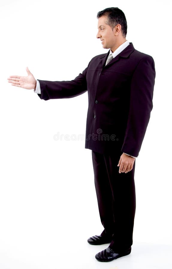 Side View of Smiling Boss Offering Hand Shake Stock Image - Image of ...