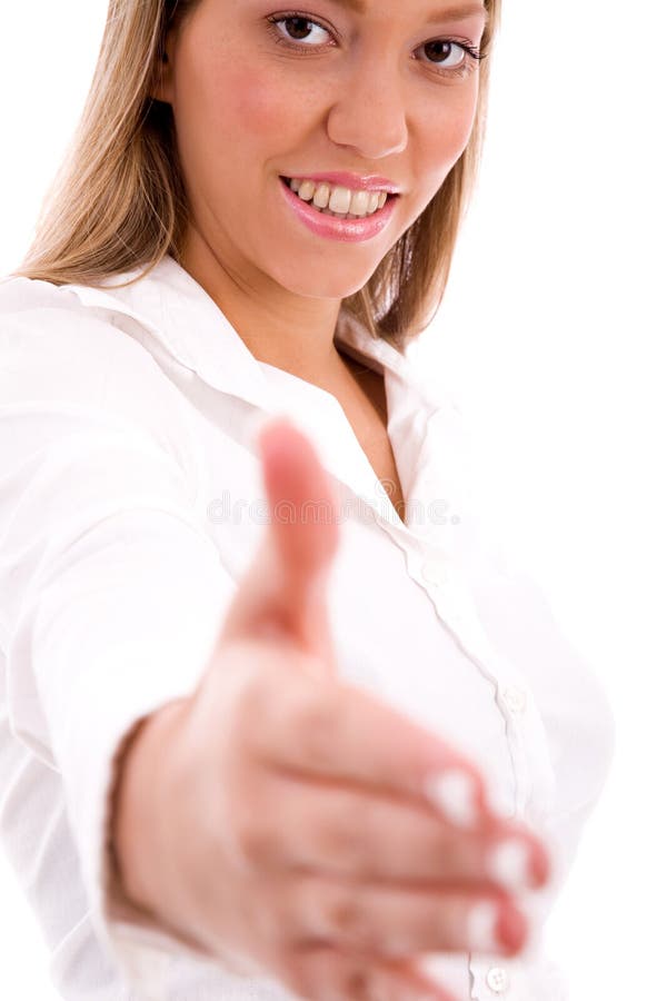 Side View of Smiling Manager Offering Hand Shake Stock Photo - Image of ...