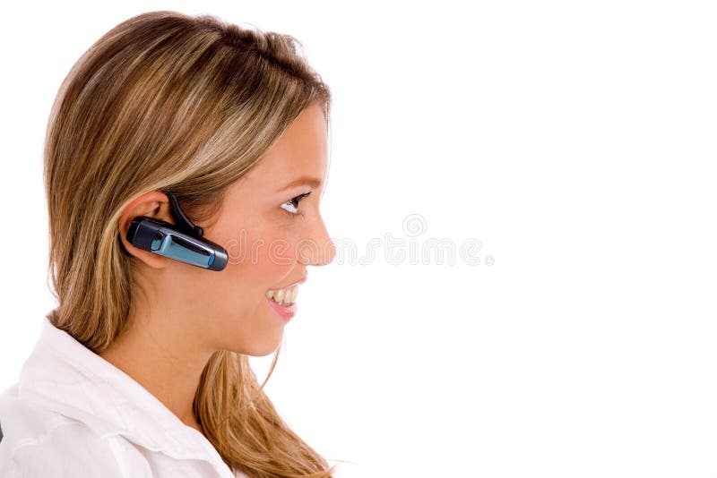 Side View of Smiling Service Provider Stock Photo - Image of call ...