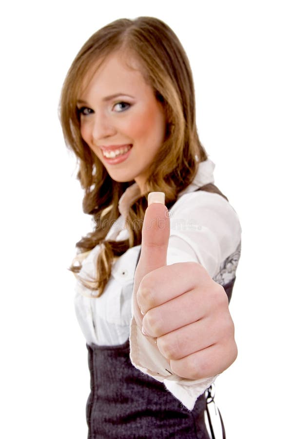 Side View Of Smiling Woman With Thumbs Up Picture. Image: 8456347