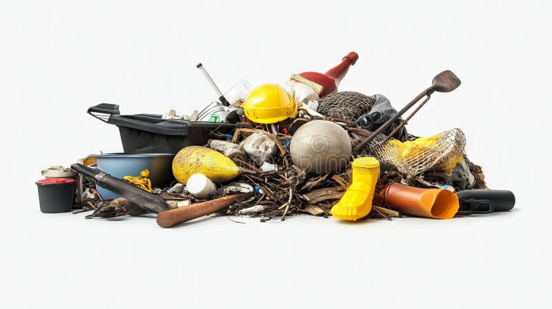 A Side-view Snapshot of Construction Rubble Piled on a White Base ...