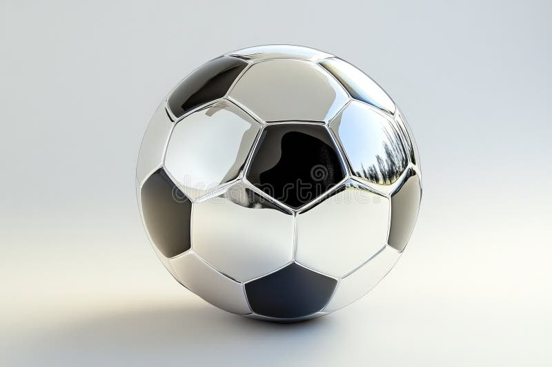 Side View of a Soccer Ball on a Big Glance White Surface Stock ...
