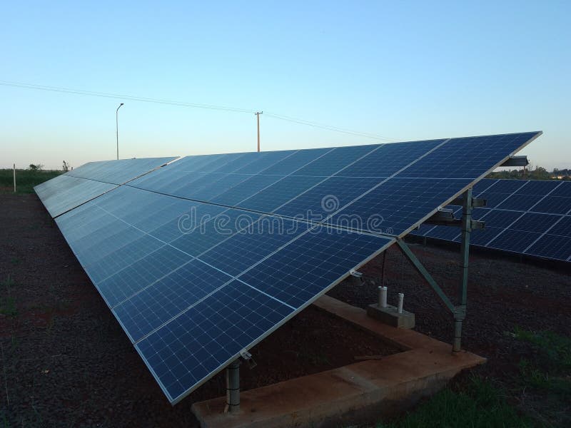 Side View from a Solar Panel at Sunset Stock Photo - Image of renewable ...
