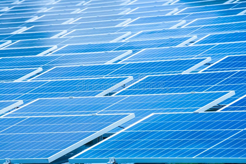 Side View of Solar Panels Floating on Water in a Lake, for Generating ...