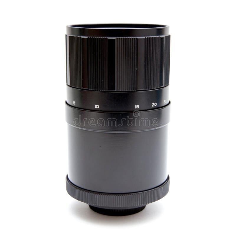 Side View of a Soviet Era Mirror Tele Lens. Macro Studio Shot on White ...