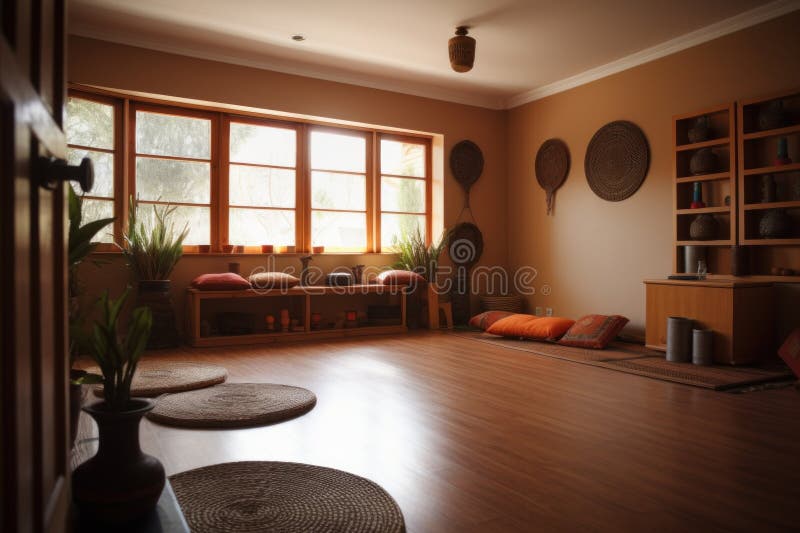 Side View of Spacious, Bright, Cozy and Quiet Meditation Room, Feeling ...