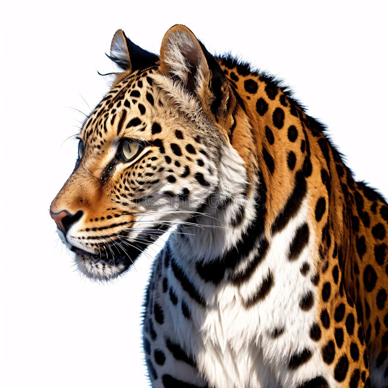 Side View of a Spotted Leopard Sitting in Front and Looking Away. Stock ...