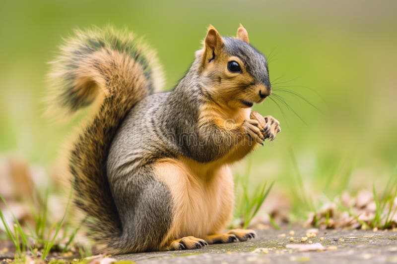 Side View of Squirrel Holding Filbert in Front Paws Stock Image - Image ...