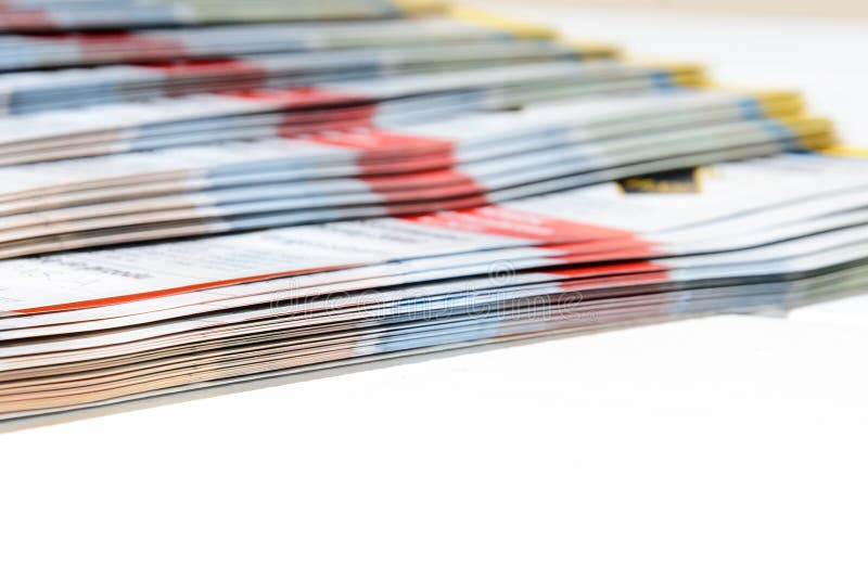 Side View of a Stack of Magazines Stock Photo - Image of paper ...