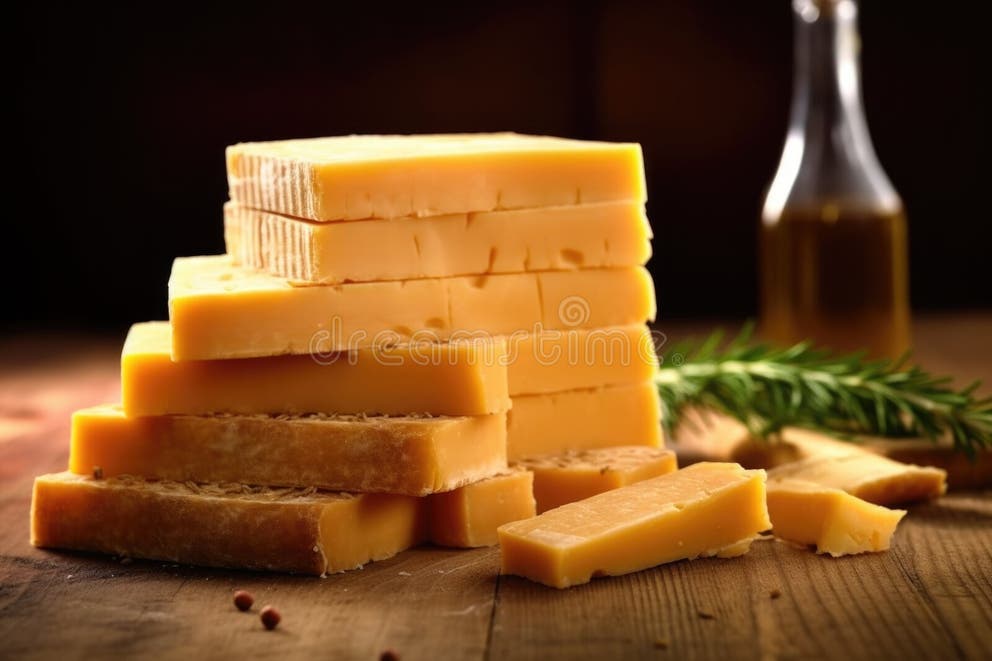 Side View of Stacked Cheese with Detailed Texture Stock Image - Image ...
