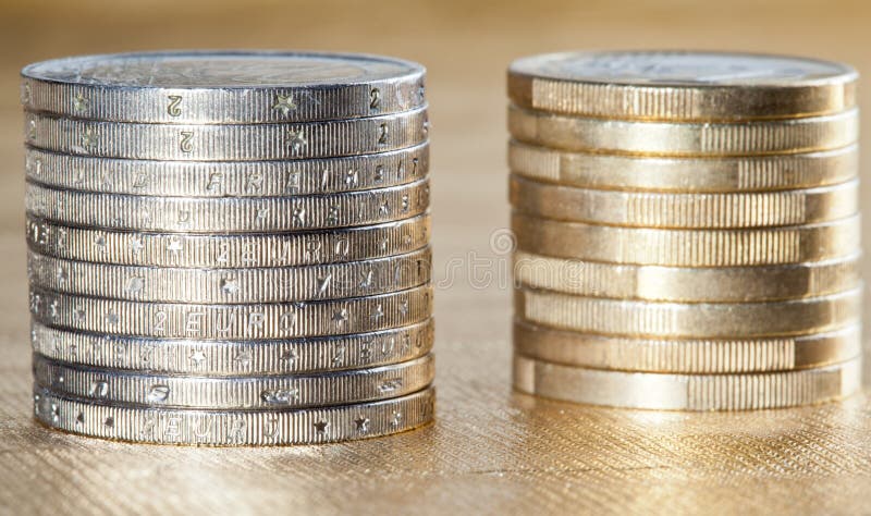 Side view of stacked coins stock image. Image of copper - 26698579