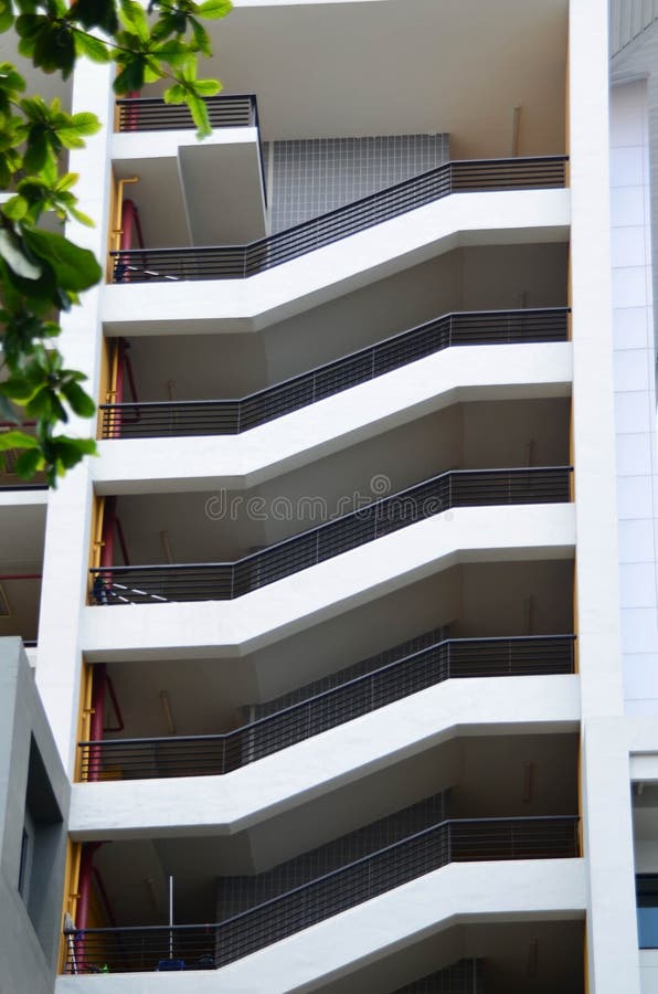 Side View of Staircase at Modern Building Stock Image - Image of metal ...