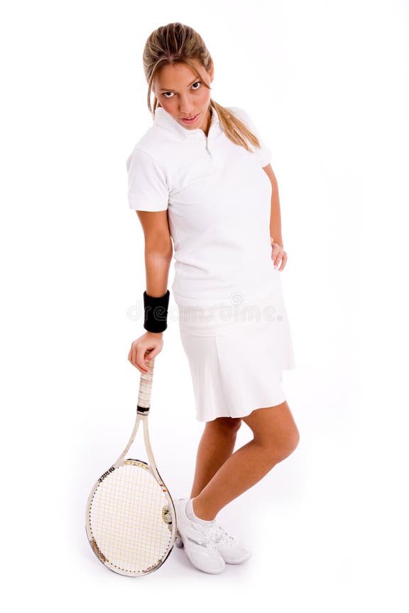 Side View of Standing Player with Tennis Racket Stock Image - Image of ...