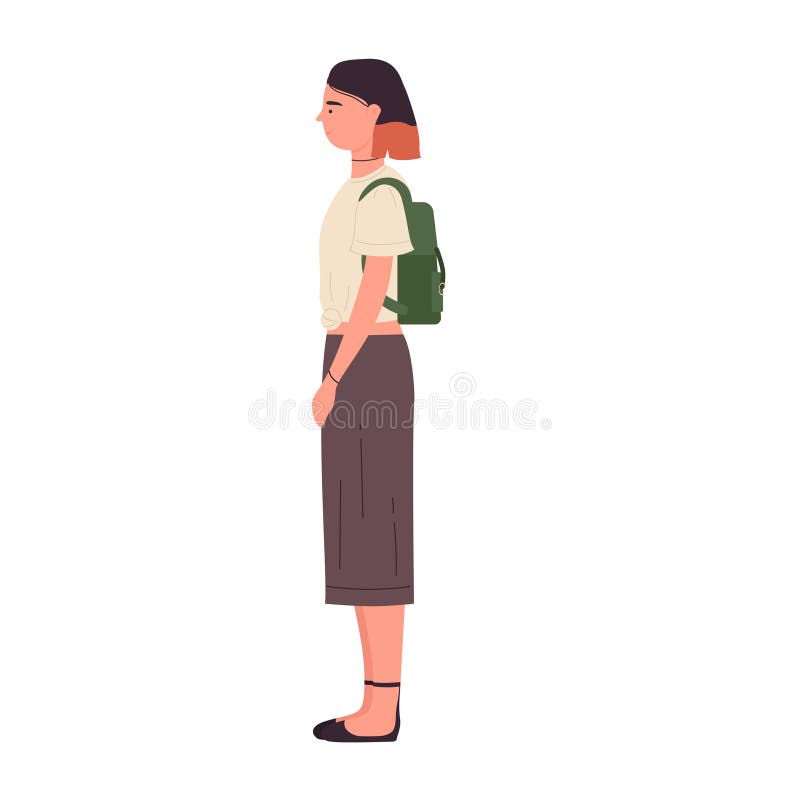 Side View of Standing Student Girl Stock Vector - Illustration of ...
