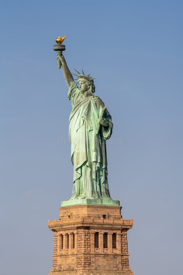 Side View of the Statue of Liberty on a Plinth Stock Image - Image of ...