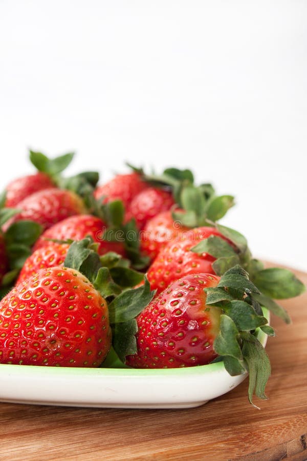 Side View of Strawberries on the Plate Stock Image - Image of delicious ...
