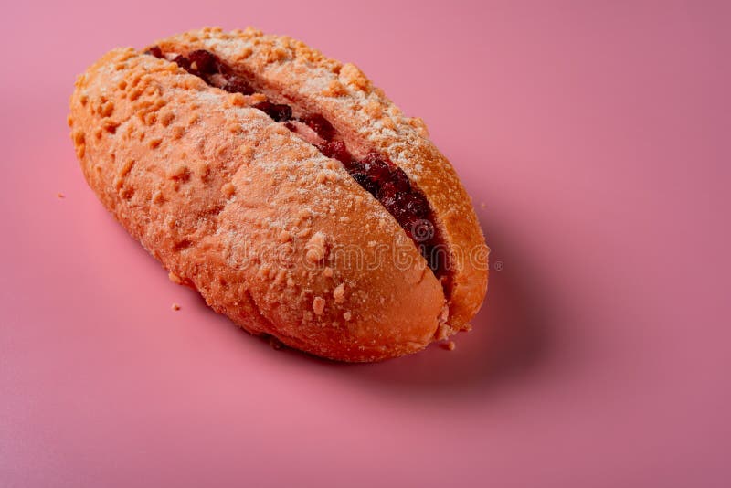 Strawberry Flavor Bread on Pink Stock Photo - Image of healthy, bakery ...