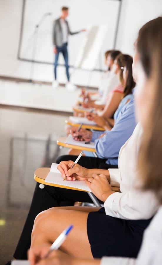 Side View of Student Group on Lecture Stock Image - Image of audience ...
