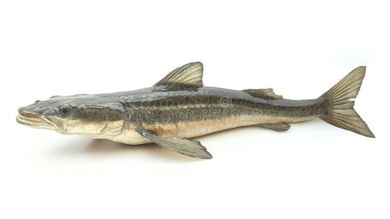 Sturgeon Isolated on a White Background, Side View Stock Illustration ...