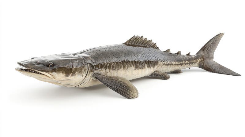Sturgeon Isolated on a White Background, Side View Stock Illustration ...