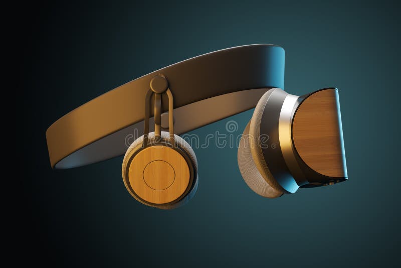 Side View on Stylish VR Headset with Earphones on Dark Wallpaper ...