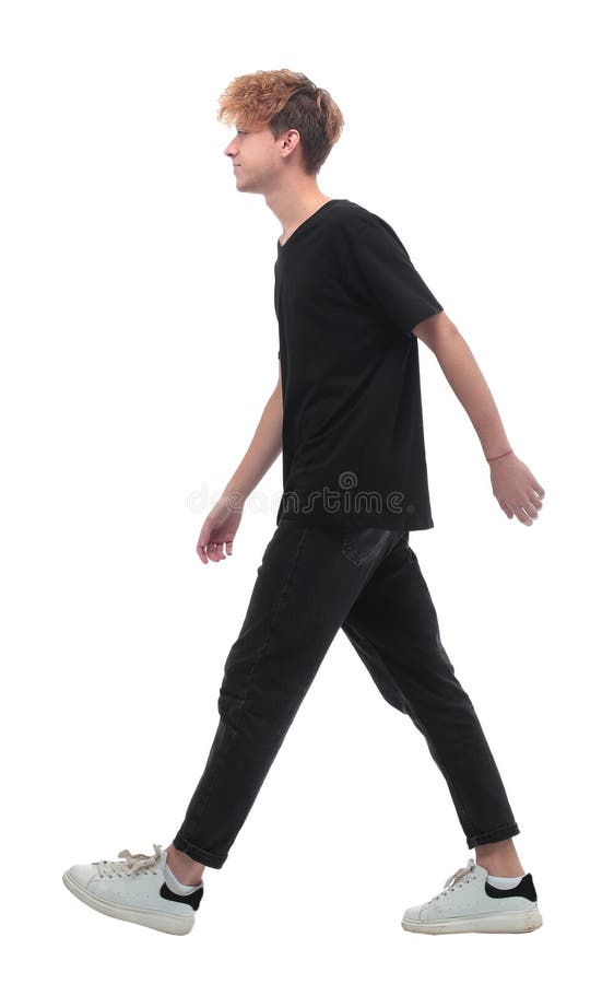 Side View. Stylish Young Man Confidently Moving Forward Stock Image ...