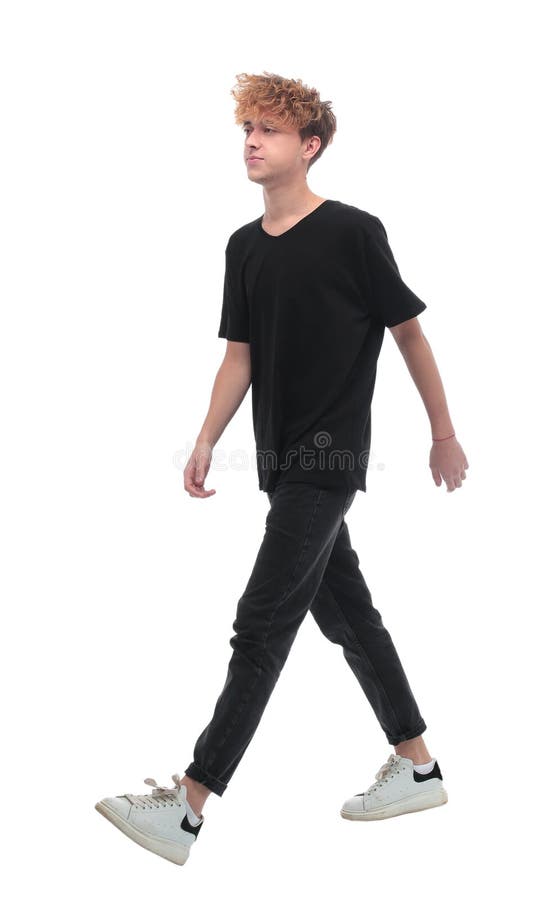 Side View. Stylish Young Man Confidently Moving Forward Stock Image ...