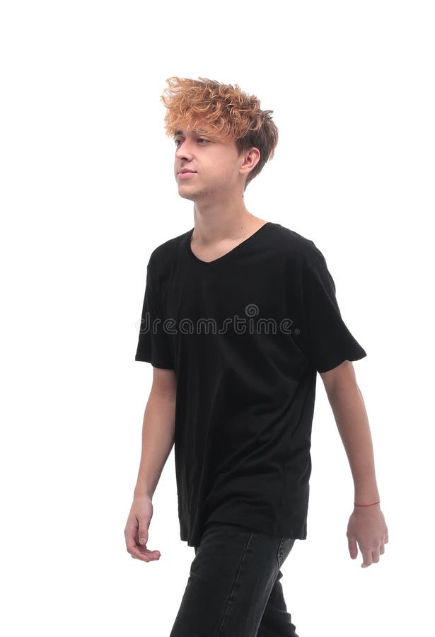 Side View. Stylish Young Man Confidently Moving Forward Stock Image ...