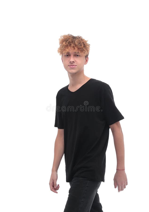 Side View. Stylish Young Man Confidently Moving Forward Stock Photo ...