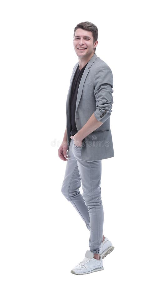 Side View. Successful Young Man Looking Forward. Stock Image - Image of ...