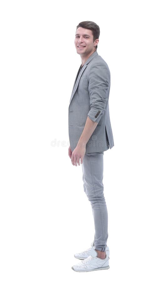 Side View. Successful Young Man Looking Forward Stock Photo - Image of ...