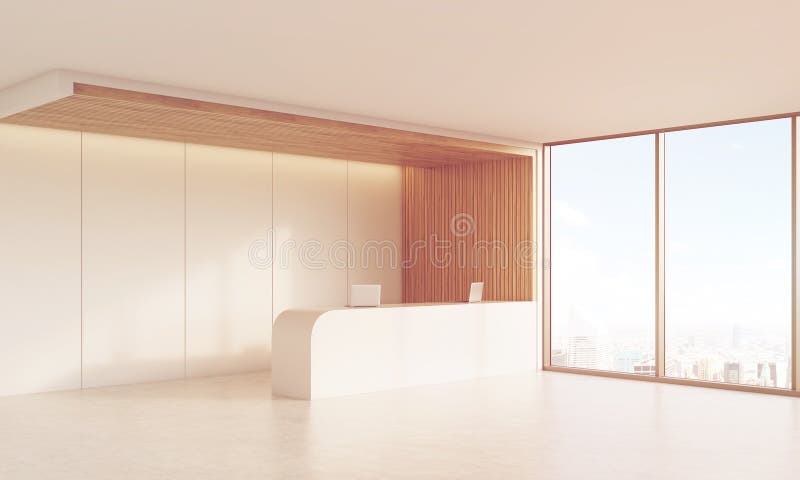 Side View of Sunlit Reception Desk with Window Stock Illustration ...