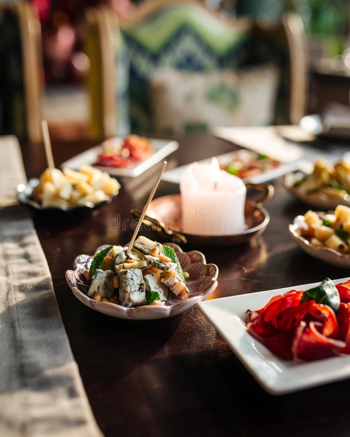 Table Served with the Different Gourmet Appetizers Stock Image - Image ...