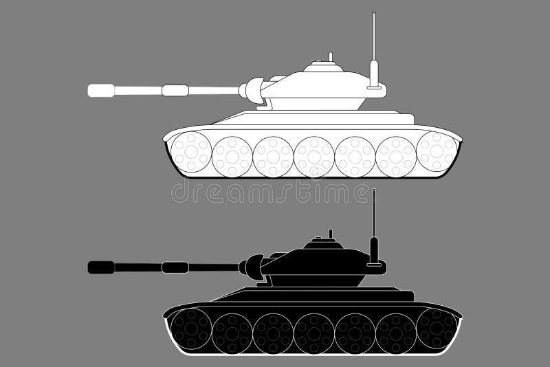 Side View of a Tank - Black and White Outline Stock Vector ...