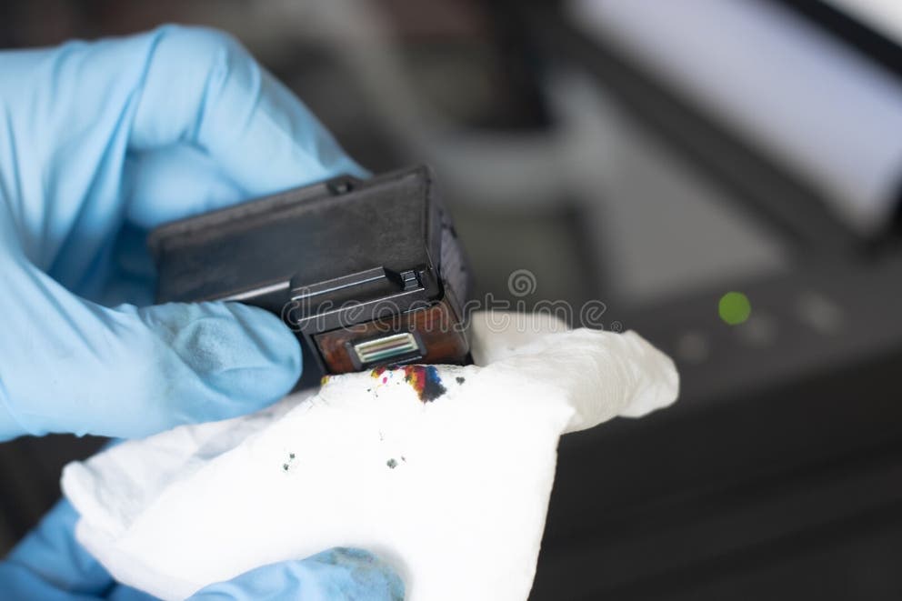 Side View of Technician Inspecting Printer Printhead Stock Image ...