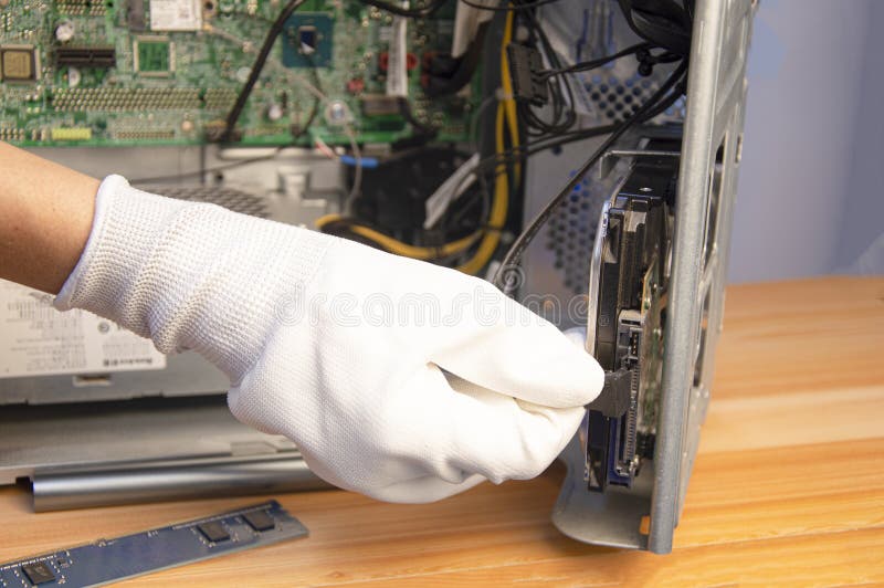 Side View Technician Repairing Computer Stock Image - Image of ...