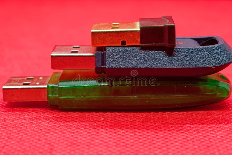Side View of Three USB Sticks Stacked on Top of Each Other Stock Photo ...