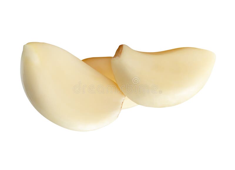 Side View of Peeled Garlic Cloves or Pieces with Garlic Bulb in Stack ...