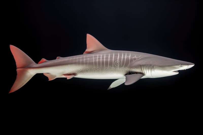 Side View of a Tiger Shark with Visible Stripes Stock Illustration ...